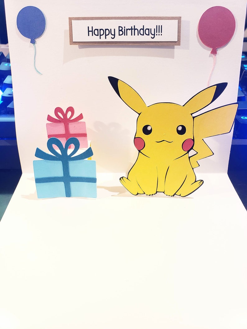 Pikachu Card Pop Up Pikachu Card Pikachu Birthday Card | Etsy