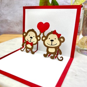 Monkey Pop up Card - Pop up Monkey Card - Heart - Love - Monkey Card ...