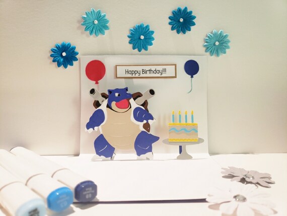 Blastoise Card Pop up Blastoise Card Blastoise Birthday - Etsy