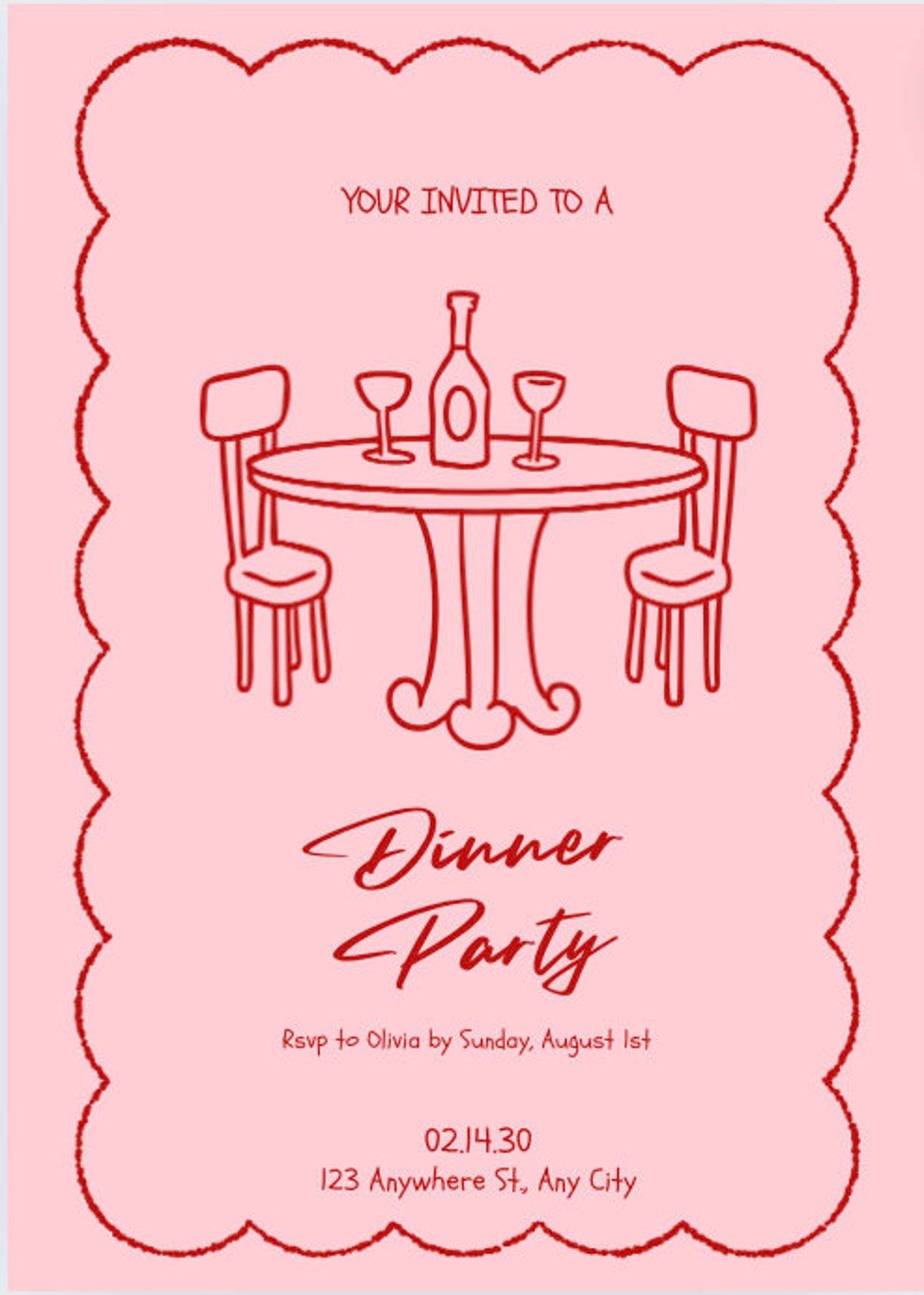 Aesthetic Dinner Party Invite | Dinner Party Invitation Template ...