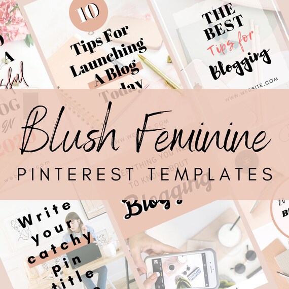 10 Fully Customizable Blush Pink Toned Girly Pinterest Pin - Etsy UK