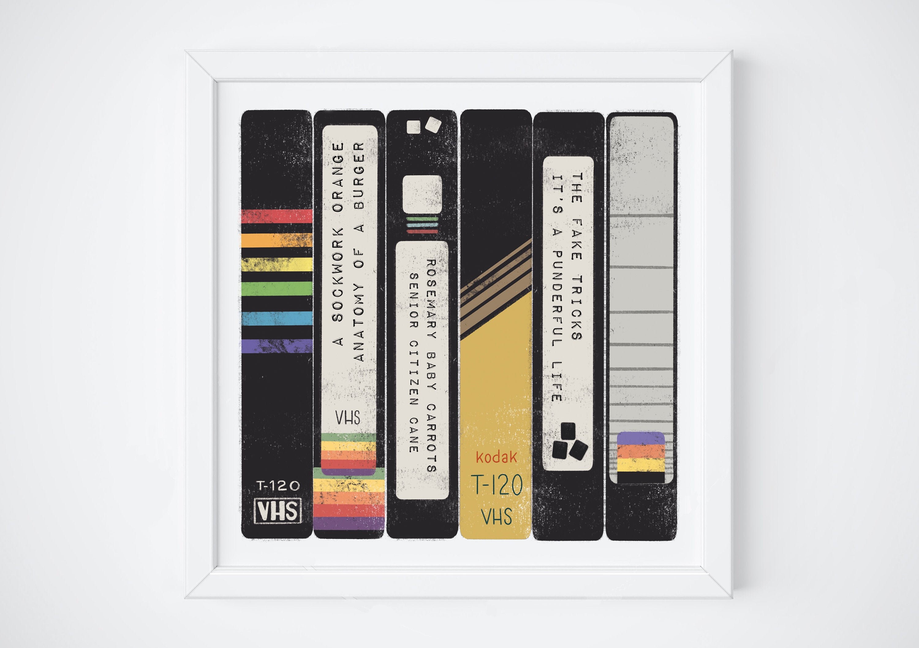 Retro VHS videotapes Illustration Square Art Print 8x8 - Etsy UK