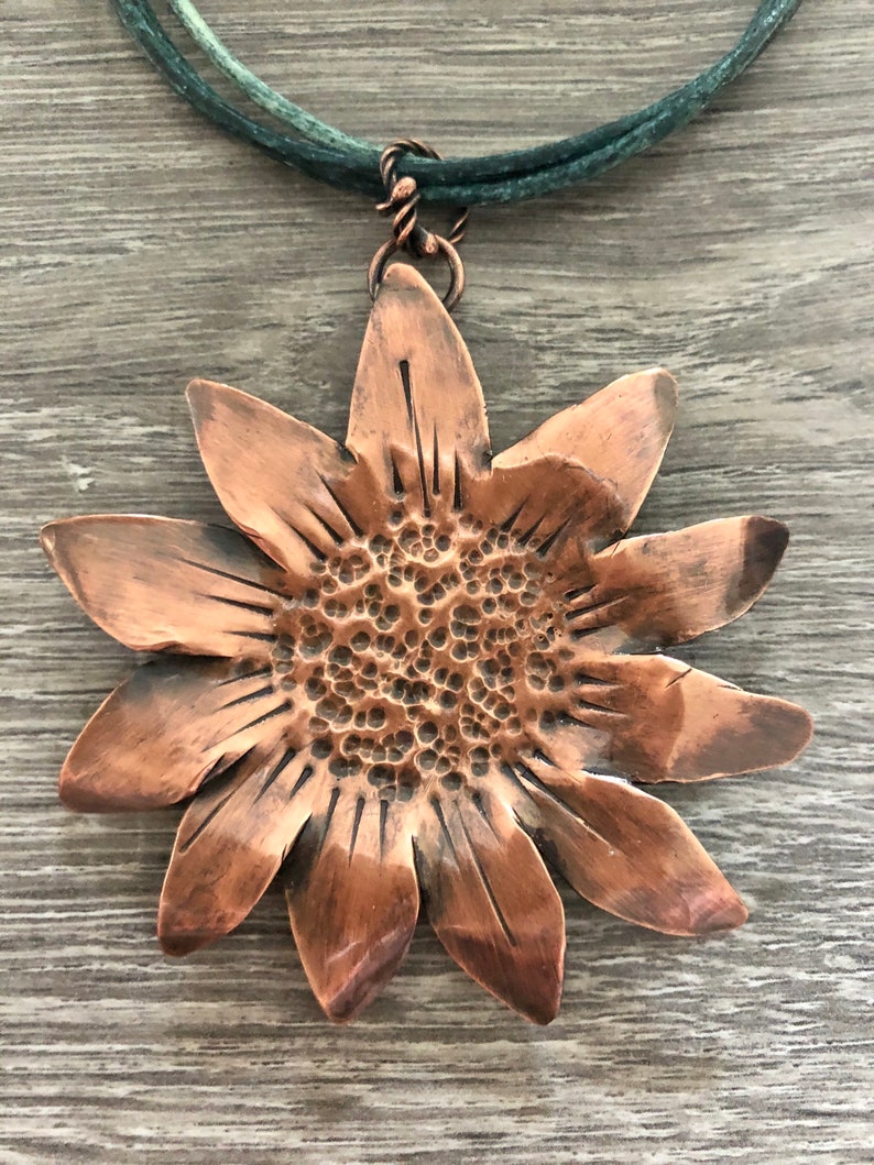 Copper Sunflower Necklace/pendant - Etsy
