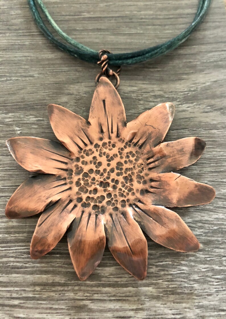 Copper Sunflower Necklace/pendant - Etsy