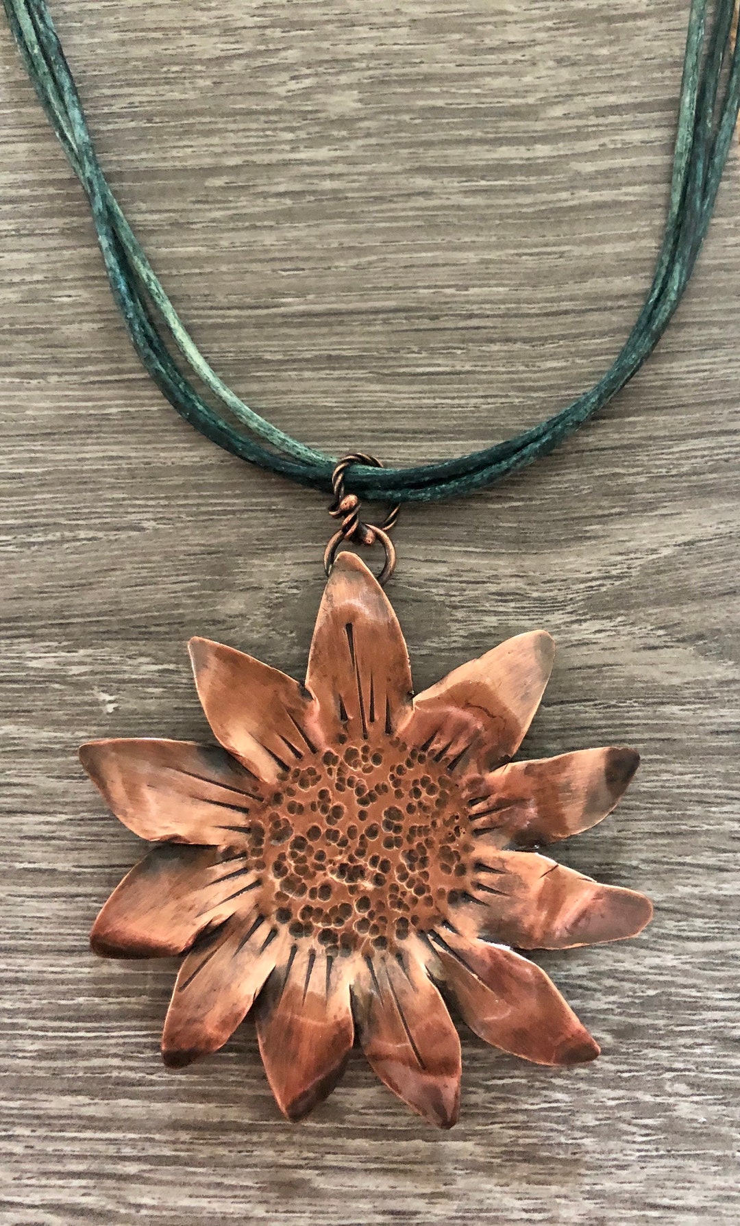 Copper Sunflower Necklace/pendant - Etsy