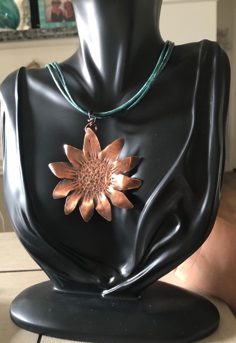 Copper Sunflower Necklace/pendant - Etsy