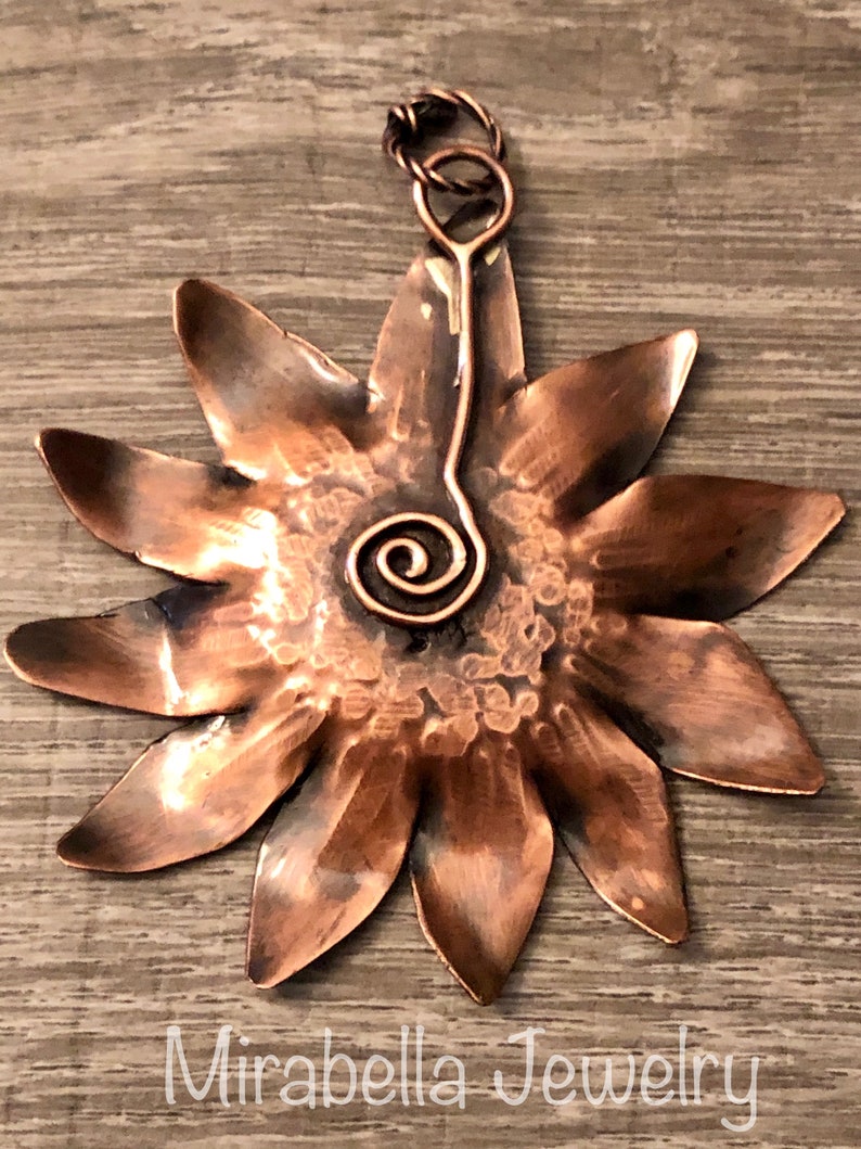 Copper Sunflower Necklace/pendant - Etsy