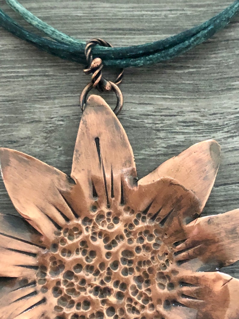 Copper Sunflower Necklace/pendant - Etsy