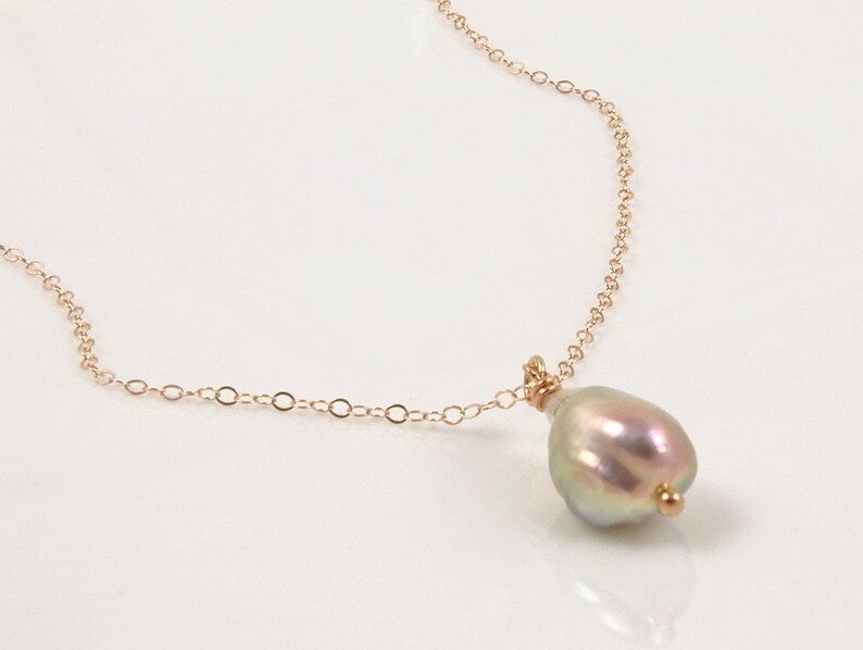 Natural Lilac Pink Pearl Drop Necklace Irregular Baroque Etsy