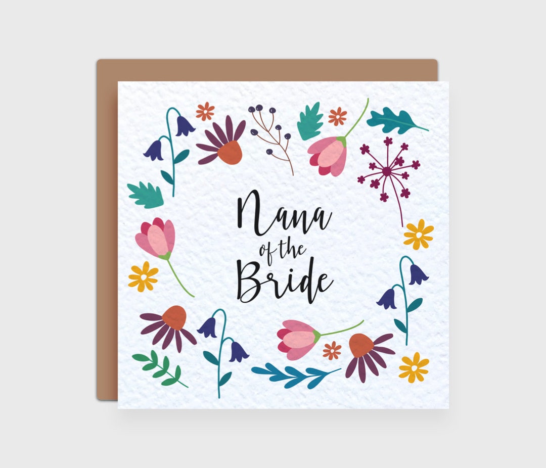 Nana of the Bride Card Colourful Wedding Card Wedding Thank You Card ...
