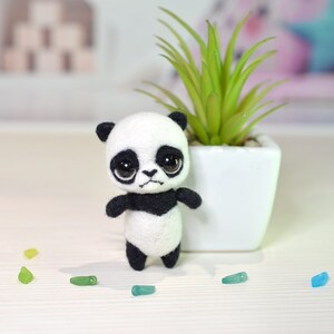 Tiny Felted Baby Panda. Toy for Doll. Needle Felted Puppy. Sweet Animal ...