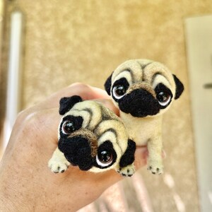 Lying Pug Puppy. Little Felt Dog. Sweet Animal. Cute Needle Felted Toy ...