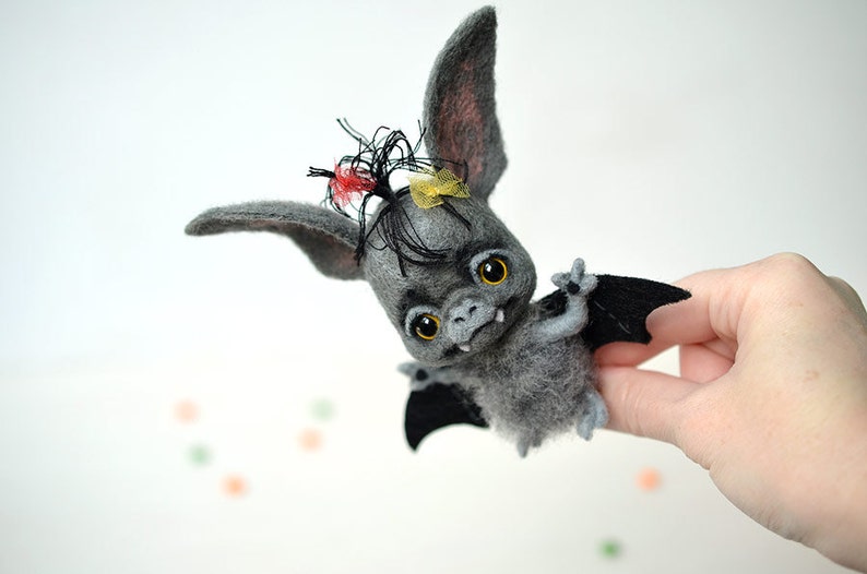 Bat girl. Halloween toy Baby bat. Boo Needle felted cute toy. | Etsy