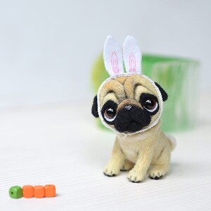 Pug Puppy. Pet for Doll. Little Felt Dog. Funny Toy. Cute Needle Felted ...