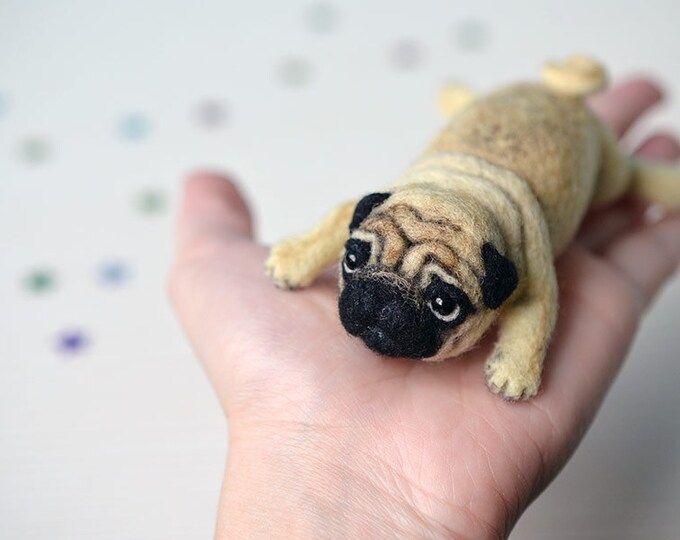 Needle Felted Pug. Little Felt Dog. Sweet Animal. Funny Toy. Birthday ...