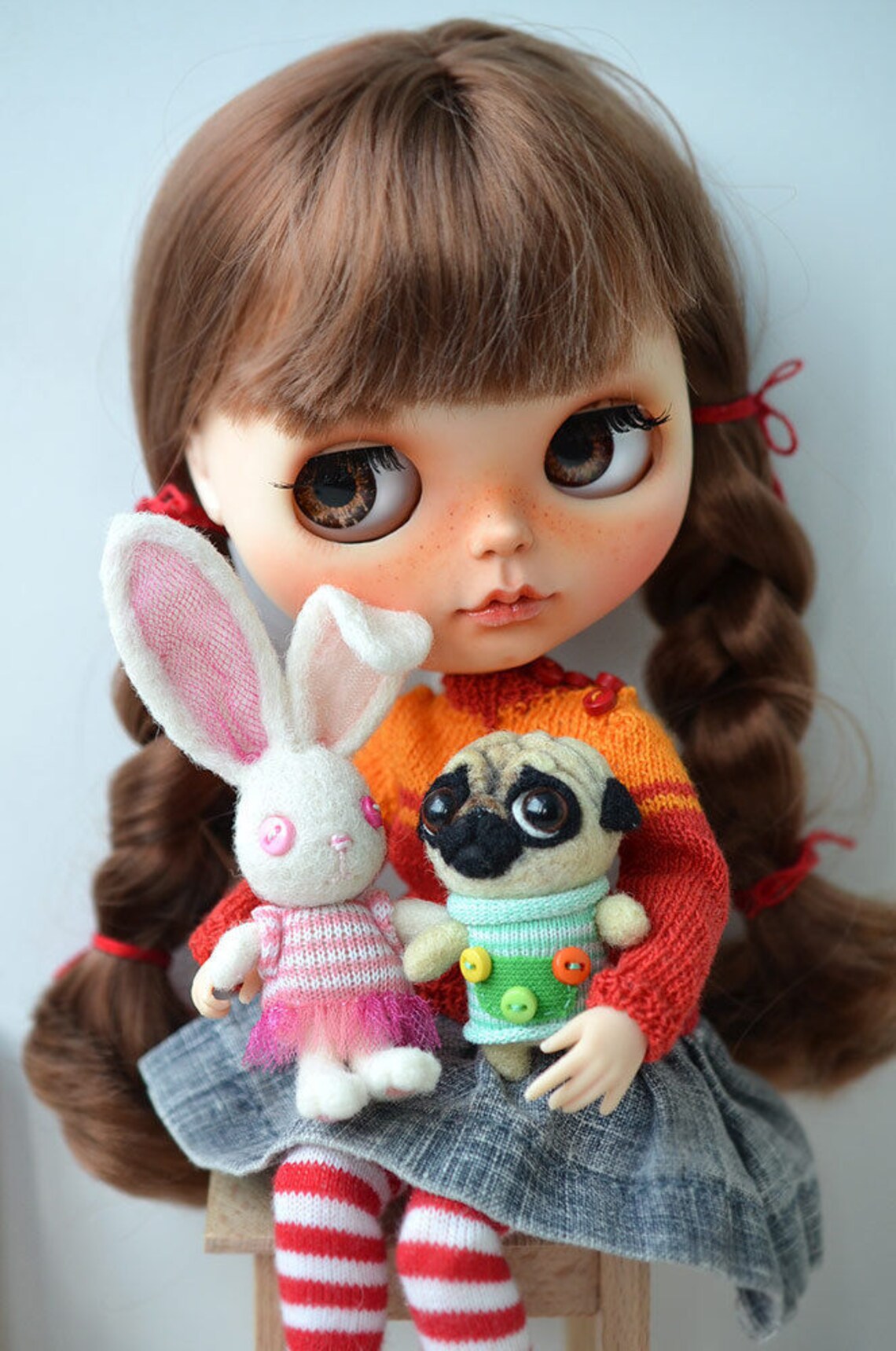 Toys for Doll. Needle Felted Pug Puppy. Felt Bunny. Funny Cute - Etsy