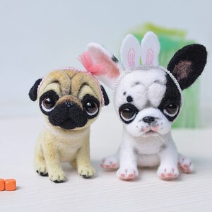 Pug Puppy. Pet for Doll. Little Felt Dog. Funny Toy. Cute Needle Felted ...
