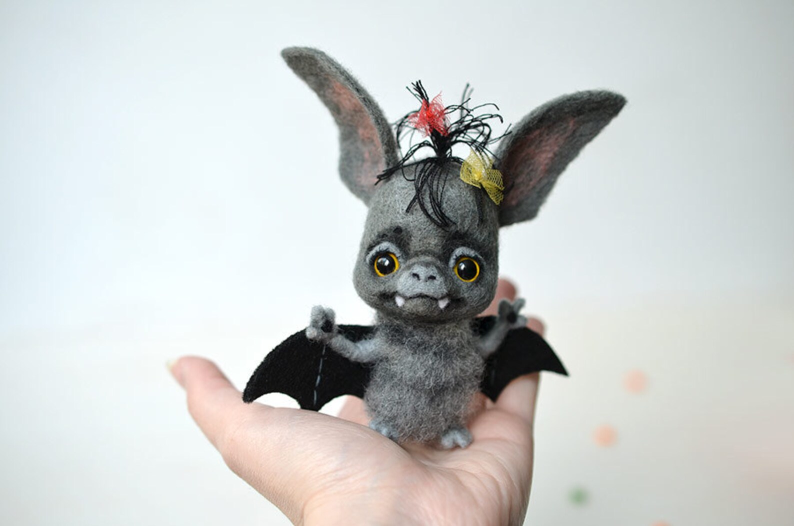 Bat girl. Halloween toy Baby bat. Boo Needle felted cute toy. | Etsy