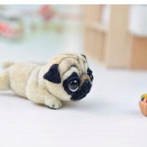 Lying Pug Puppy. Little Felt Dog. Sweet Animal. Cute Needle Felted Toy ...