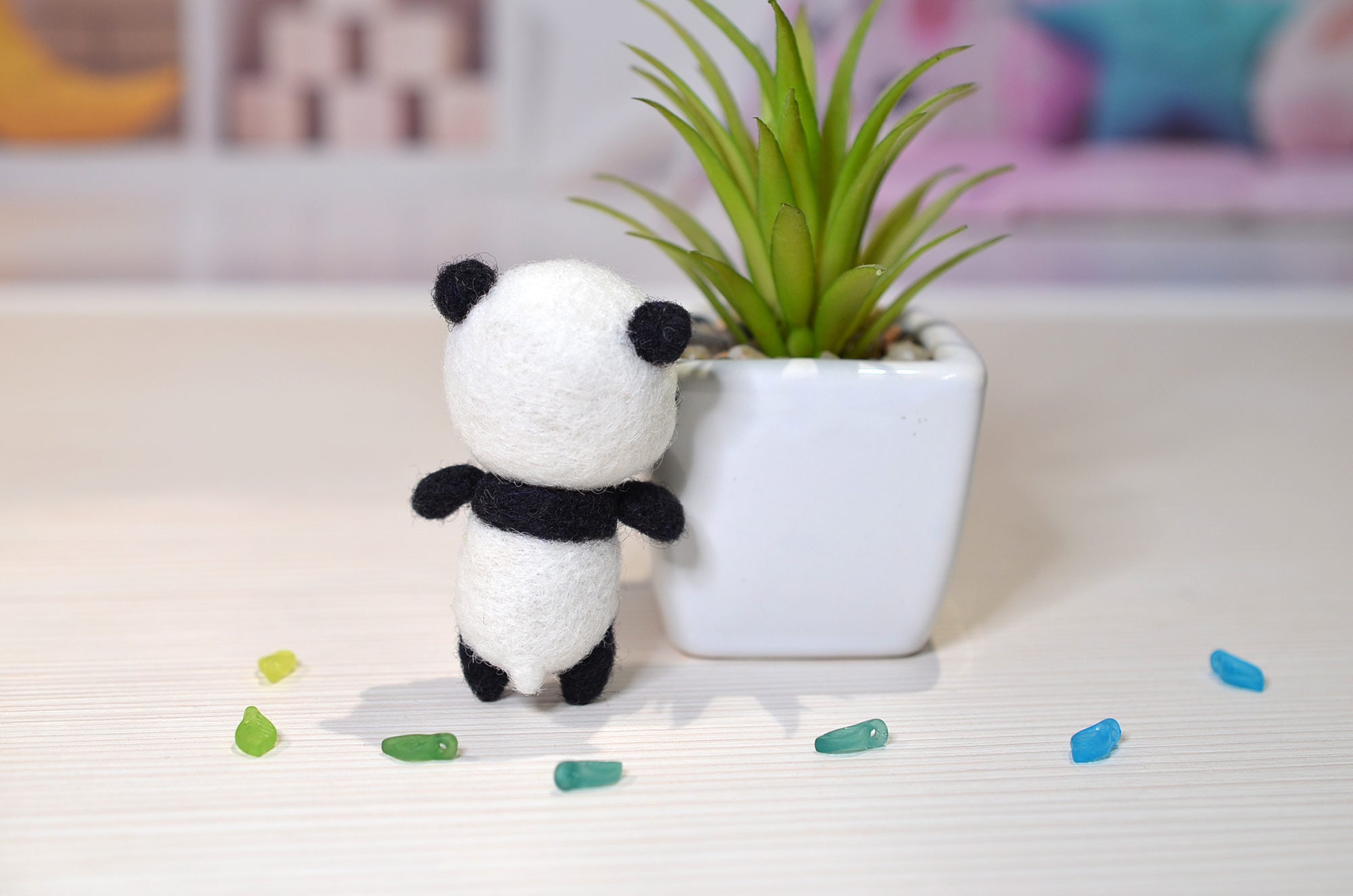 Tiny Felted Baby Panda. Toy for Doll. Needle Felted Puppy. Sweet Animal ...
