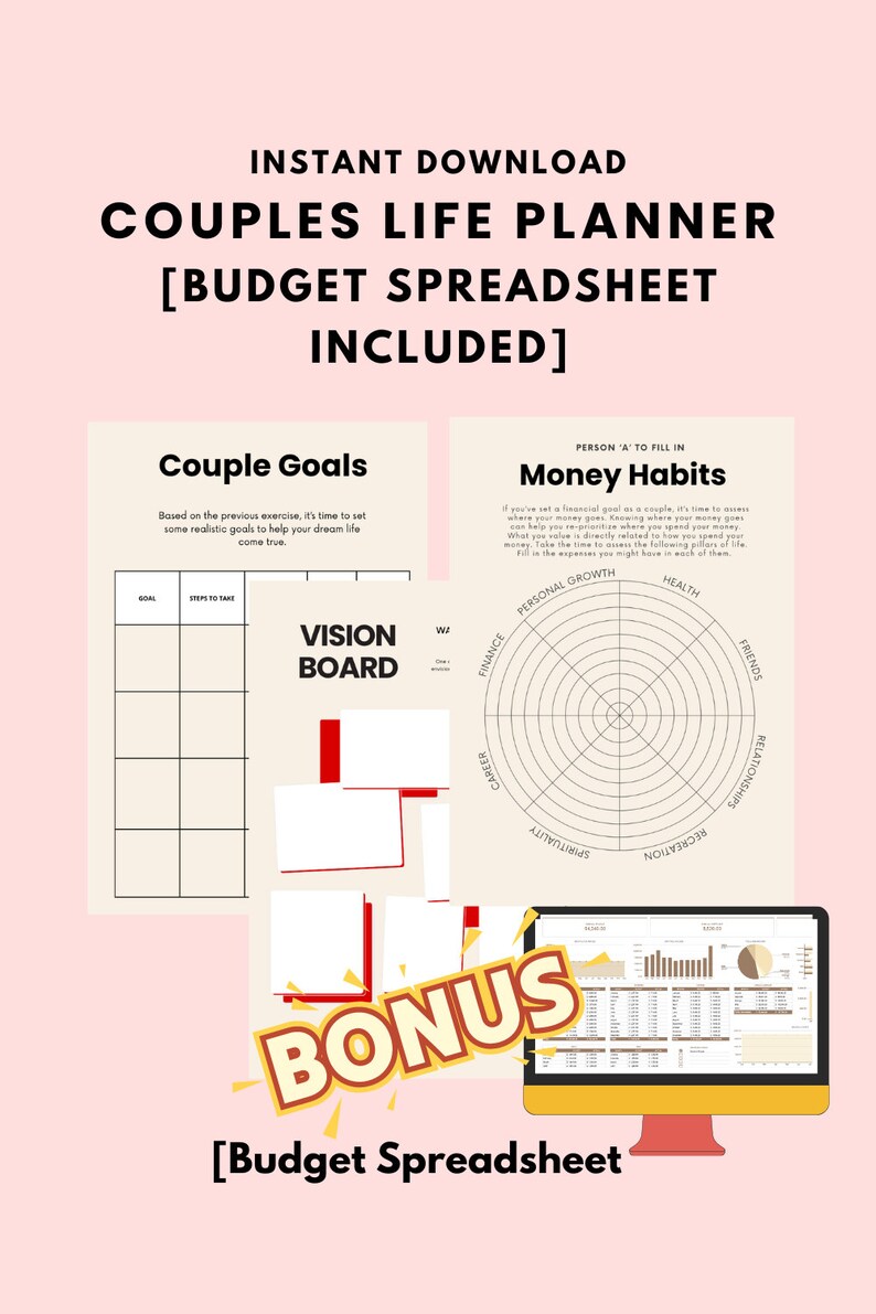 Couples Life Planner Bundle: Relationship Journal, Budget Spreadsheet ...