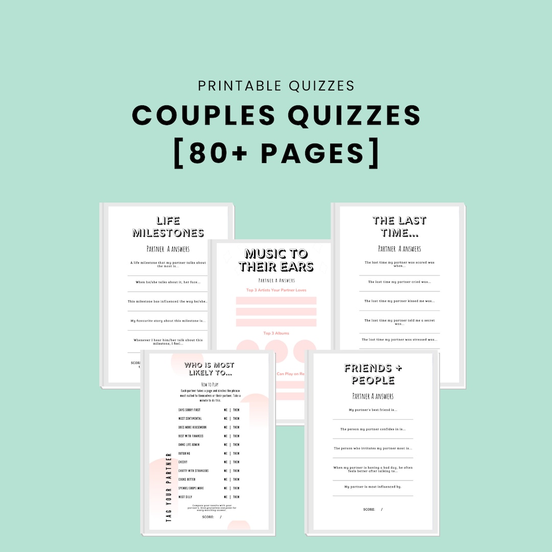 Couples Quizzes Activity Sheets Couple Games Date Night Ideas Couples ...