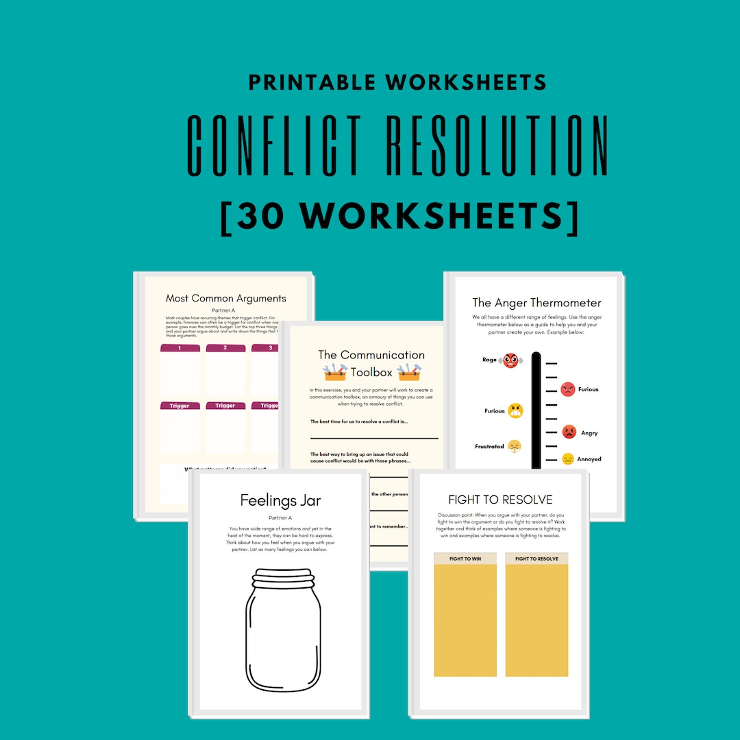 Couples Conflict Resolution Worksheets Couples Counselling - Etsy