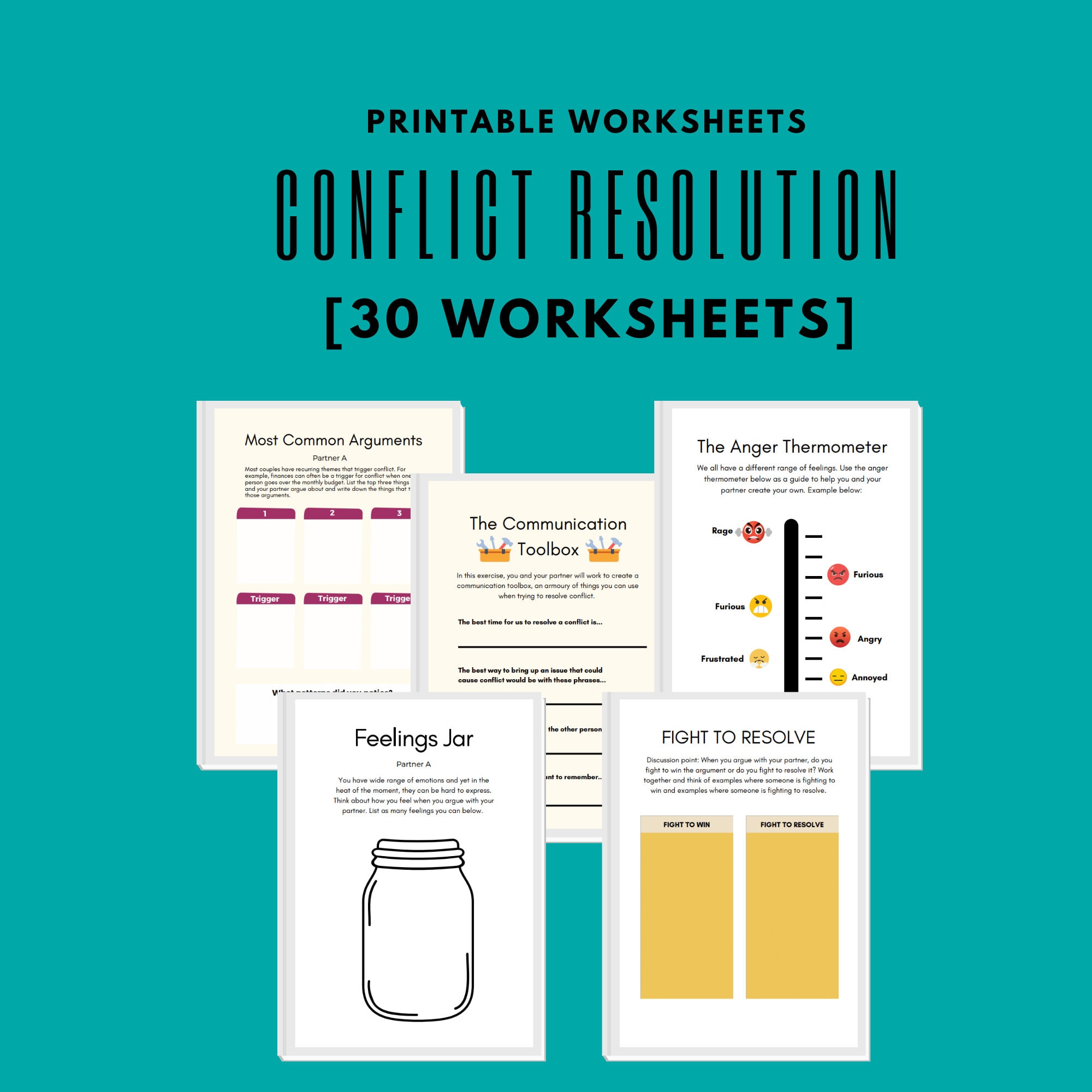Couples Conflict Resolution Worksheets Couples Counselling - Etsy