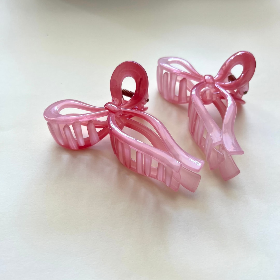 Pink Bow Claw Clip Flower Girl Clips Wedding Supply Junior Bridesmaid ...