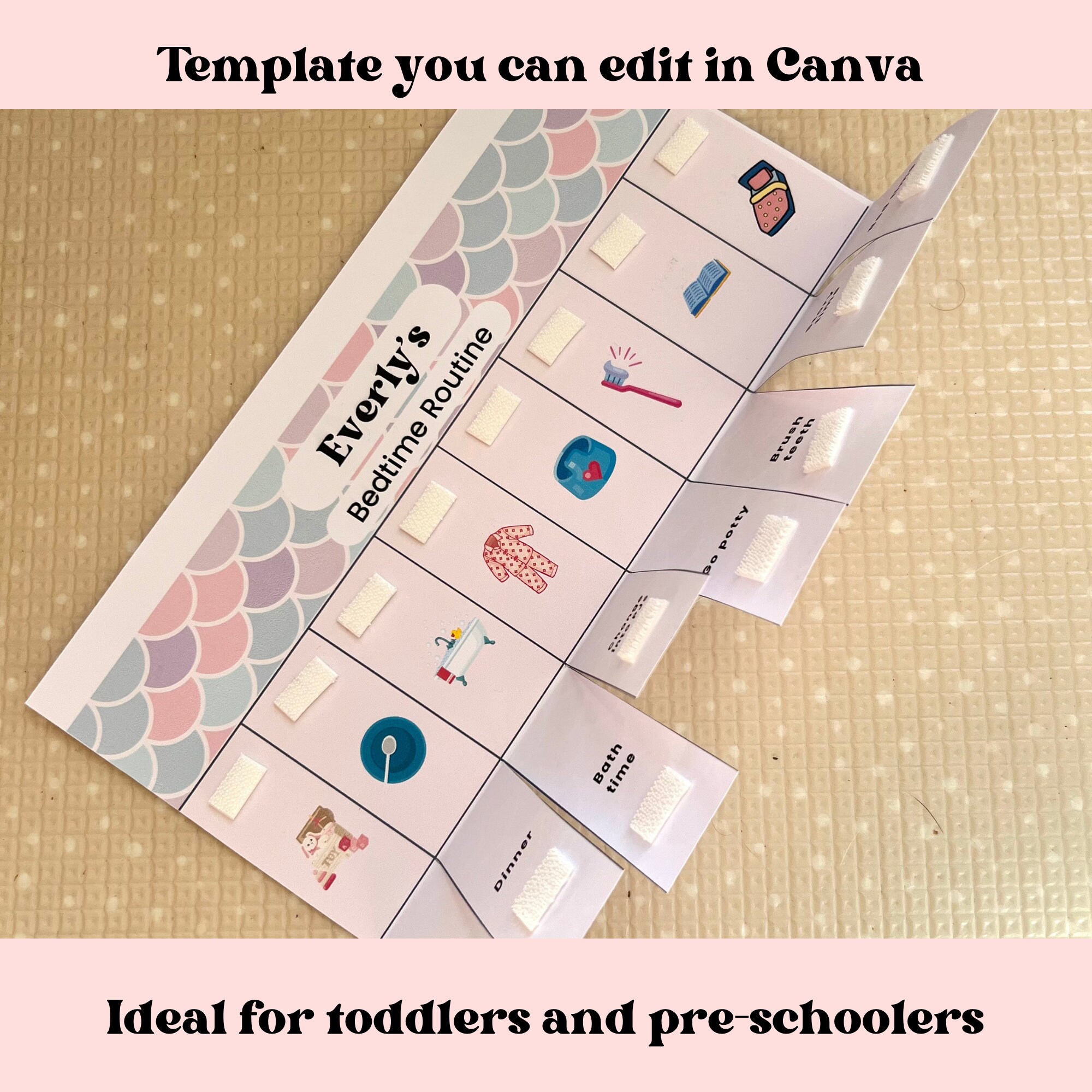 Bedtime Routine Flip Chart for Girls Editable Canva Checklist ...