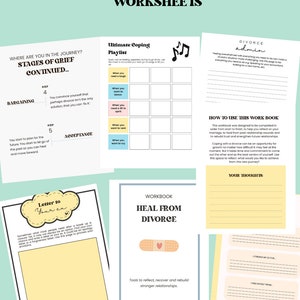 Divorce Workbook Coping With Divorce Worksheets Breakup Recovery ...