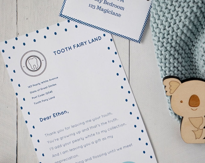 Tooth Fairy Letter, Printable Letters and Envelope Sets for Boys, Tiny ...