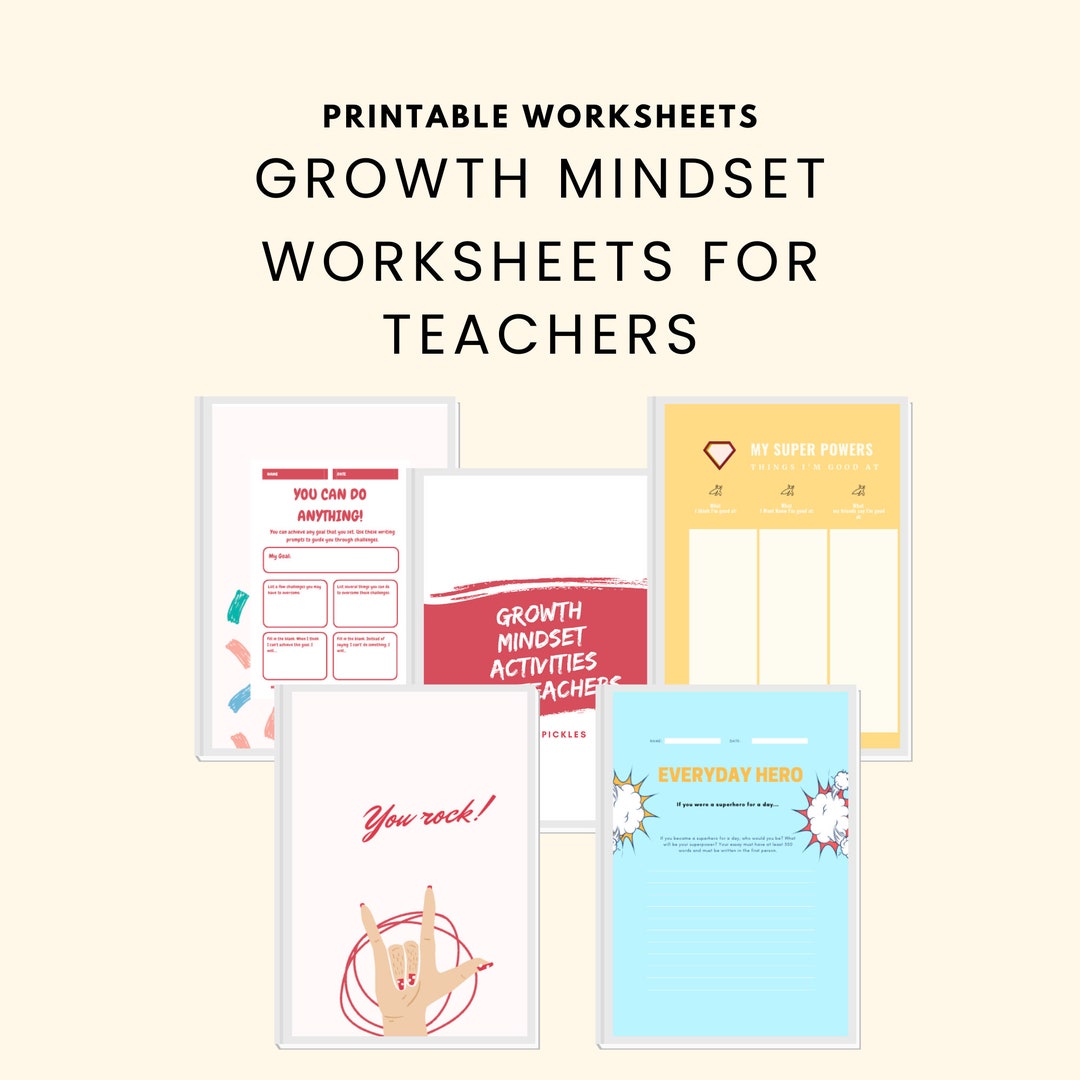 Growth Mindset Activity Sheets for Teachers Self Development Lessons ...