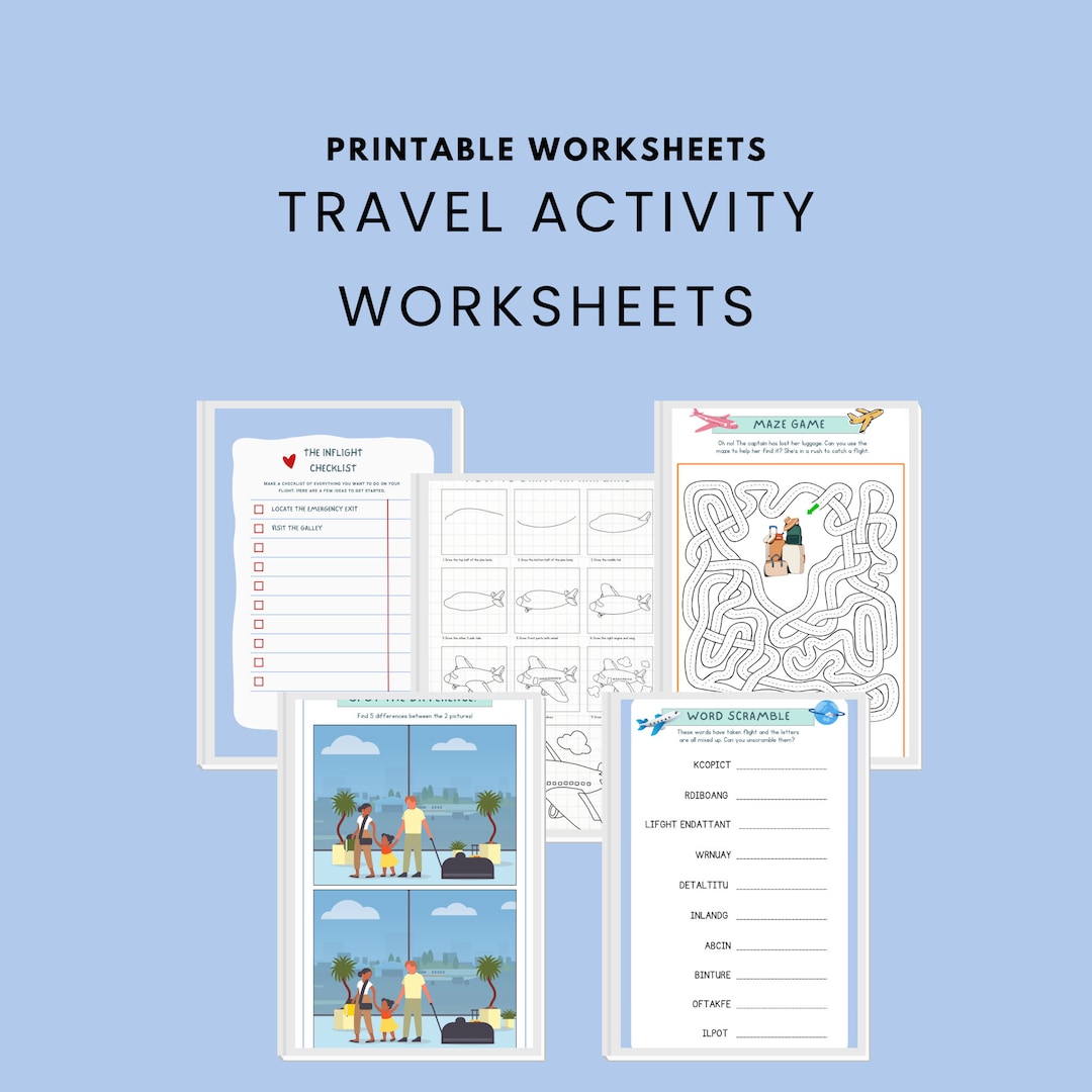 Travel Activity Worksheets for Kids 7-11 Screen Free Printables for In ...