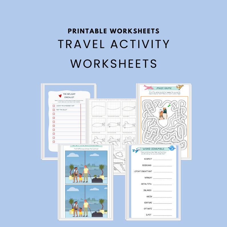 Travel Activity Worksheets for Kids 7-11 Screen Free Printables for In ...