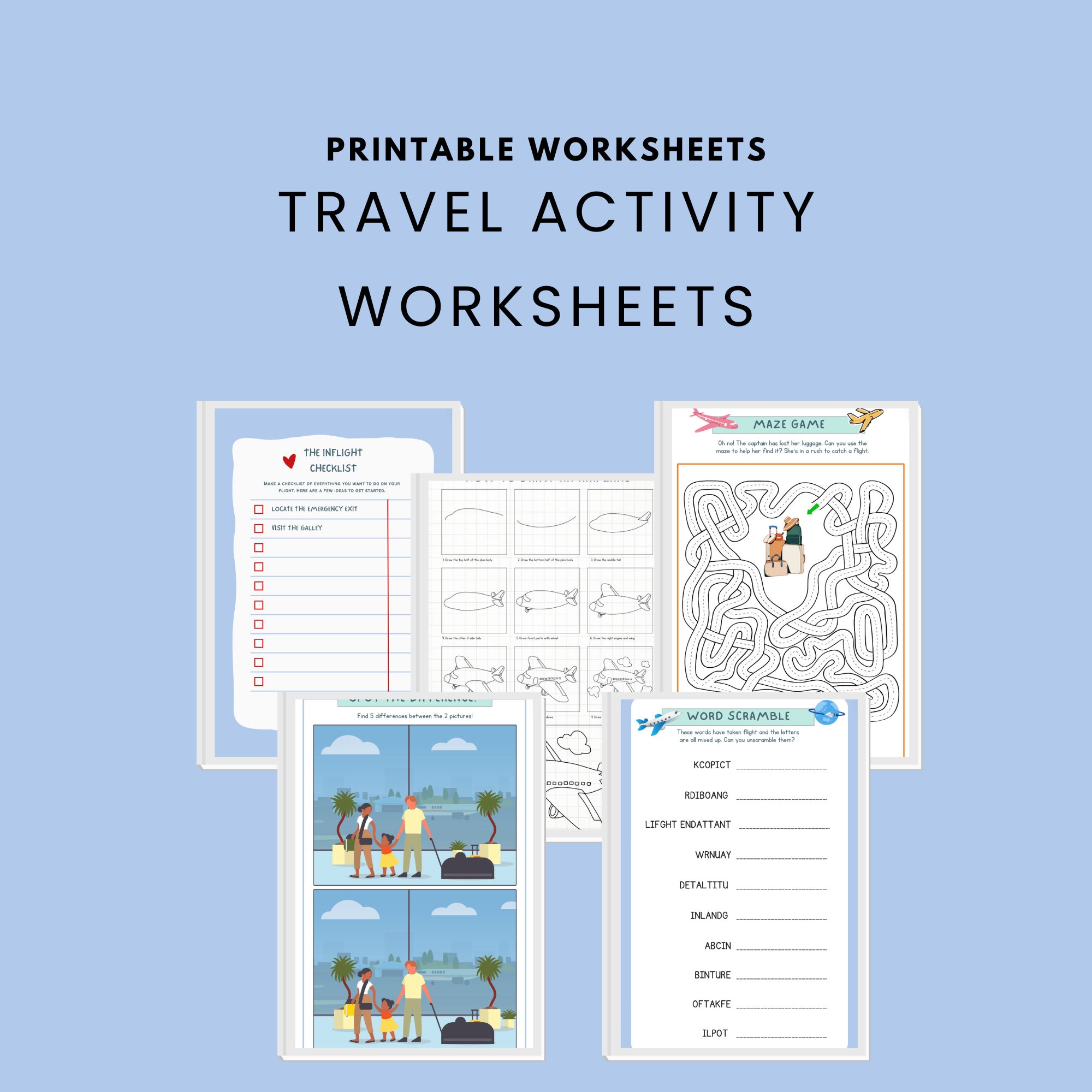 Travel Activity Worksheets for Kids 7-11 Screen Free Printables for In ...