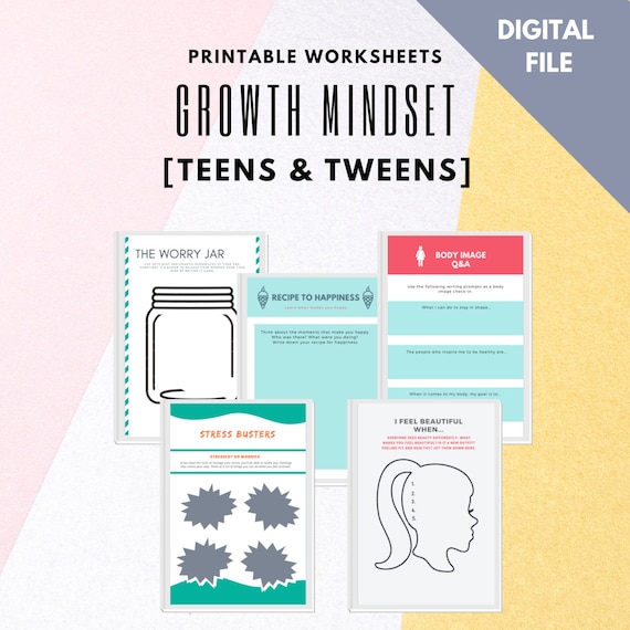 Growth Mindset and Self Love Worksheets for Tweens and Teens | Etsy