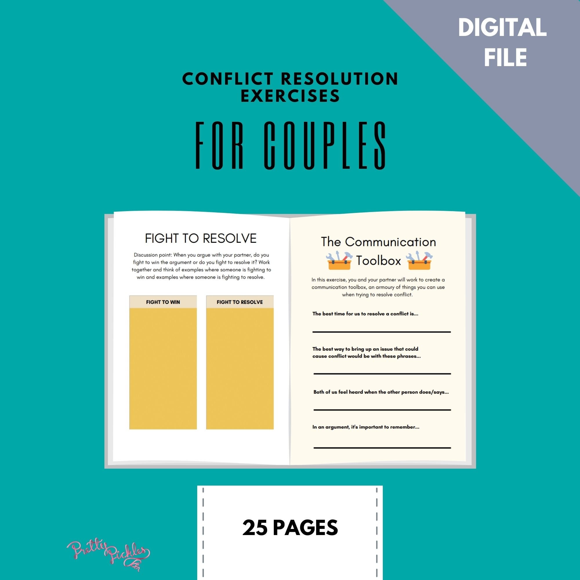 Couples Conflict Resolution Worksheets Couples Counselling - Etsy