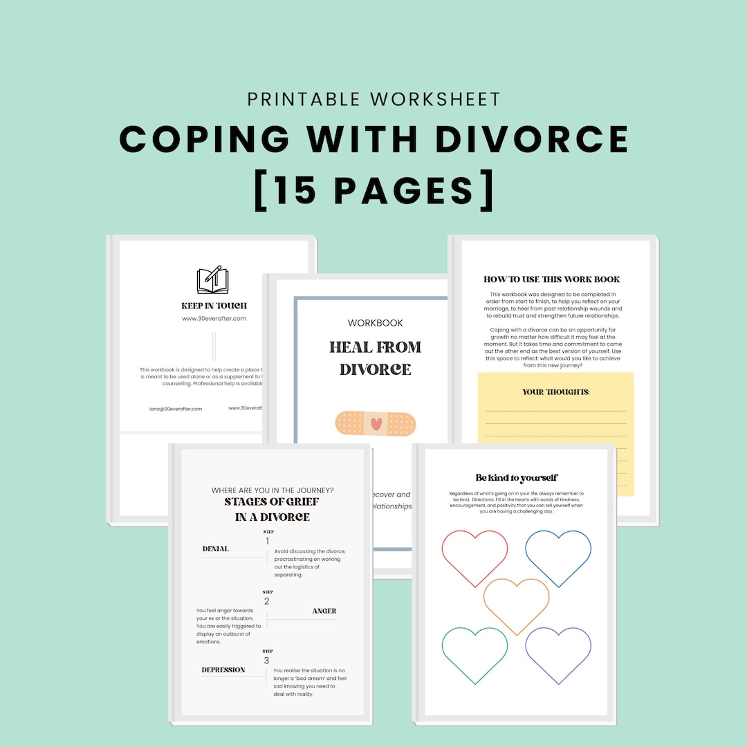Divorce Workbook Coping With Divorce Worksheets Breakup Recovery ...