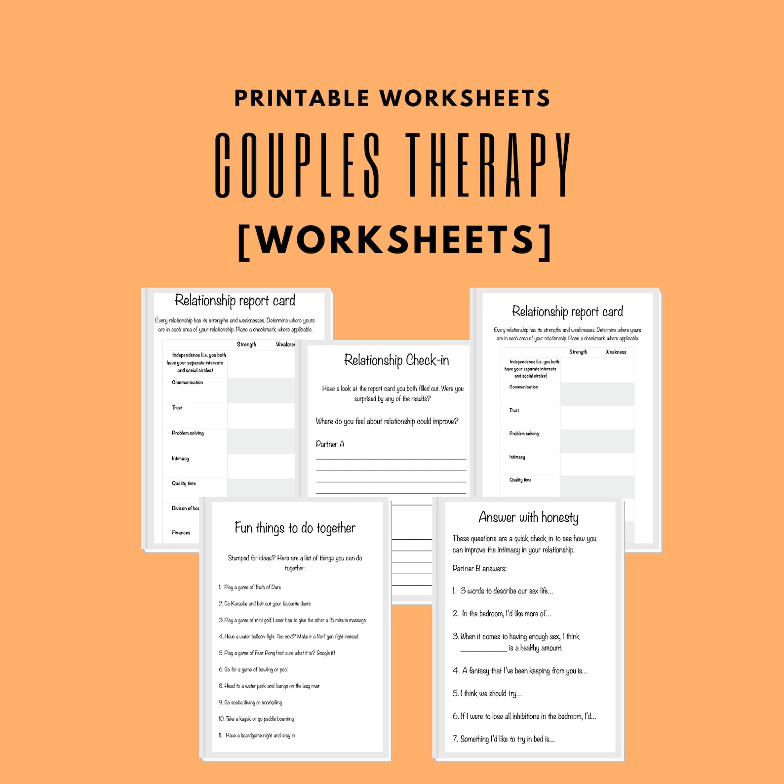 Couples Counselling Worksheets Bundle Marriage Counselling - Etsy