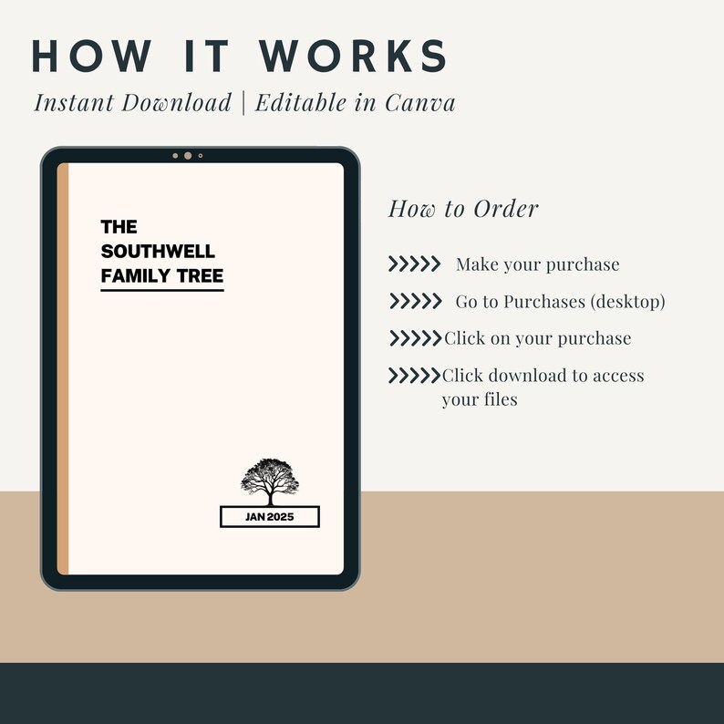 Family Tree Book Template: Genealogy Chart, A4 Editable (digital ...