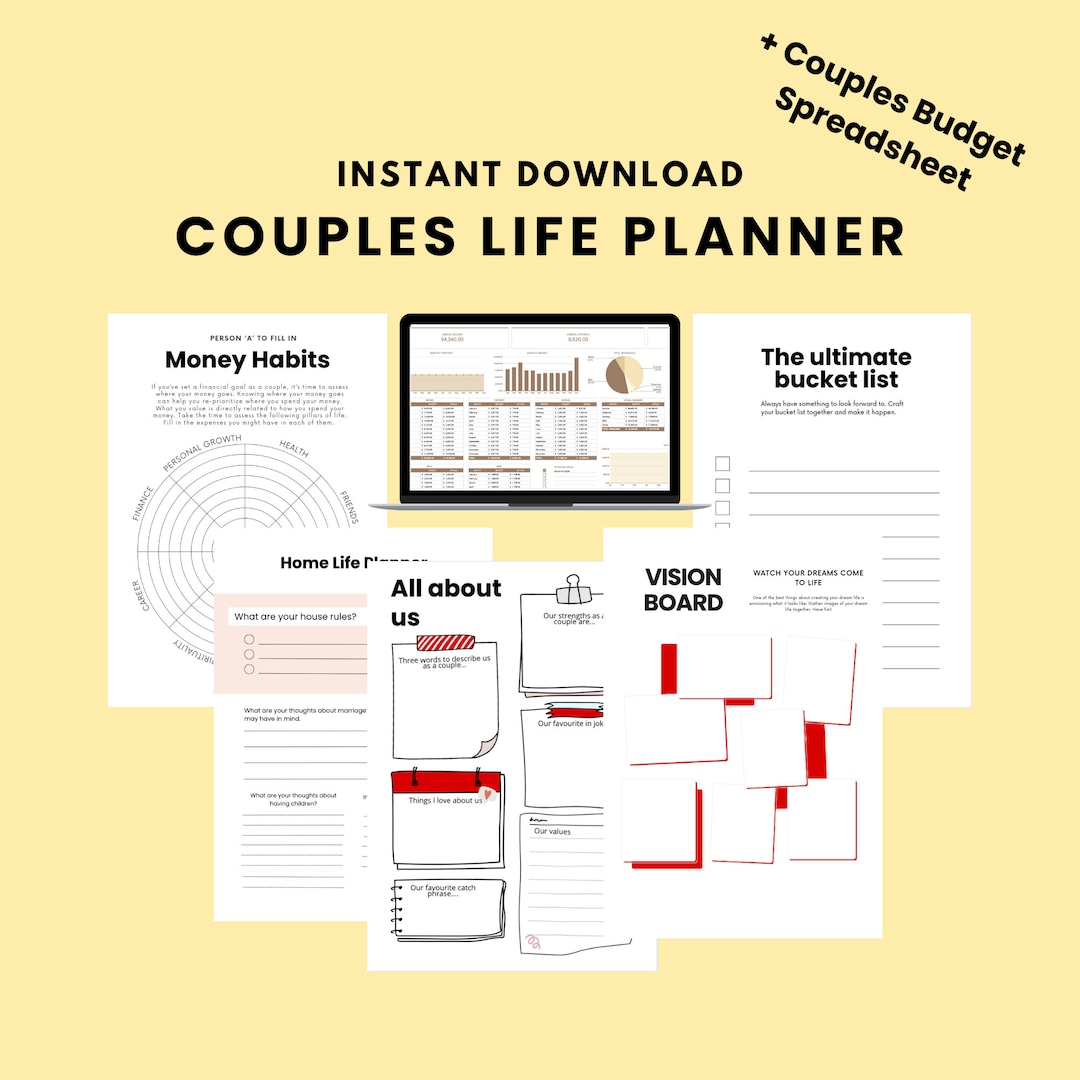 Couples Planner Life Planner Couples Relationship Journal Worksheets ...