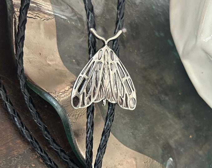 Moth Bolo Tie - Necklace Metal Insect Rockabilly Goth Punk Retro Unisex ...