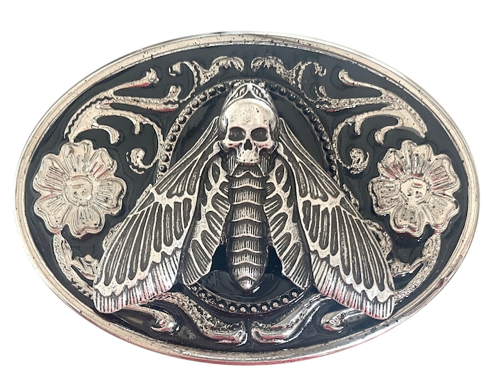 Large Dead Head Moth Belt Buckle Metal Insect Death Goth Punk Retro ...