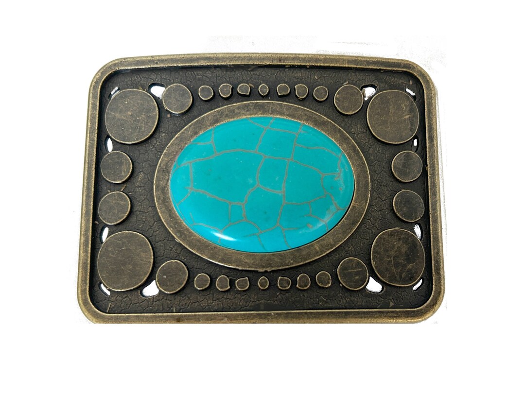 Unique Vintage Turquoise Belt Buckle Art Handmade Brutalist Modern 70s ...