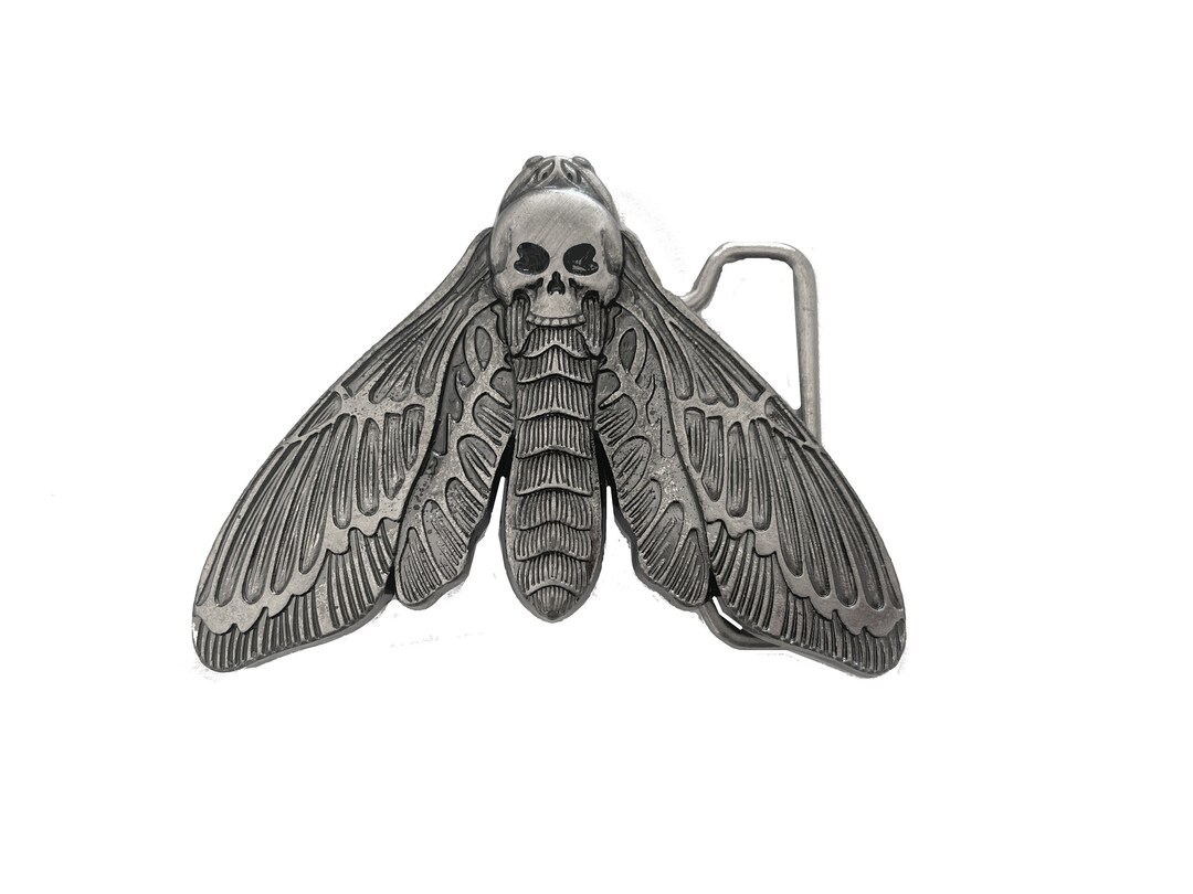 Large Dead Head Moth Belt Buckle Metal Insect Death Goth Punk Retro ...