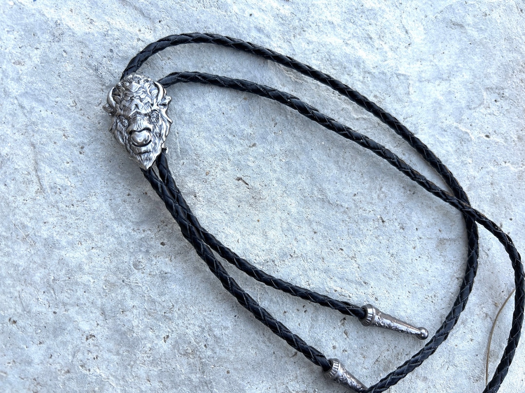 Southwestern Buffalo Bolo Tie - Handmade Gifts for Him Leather Cowboy ...