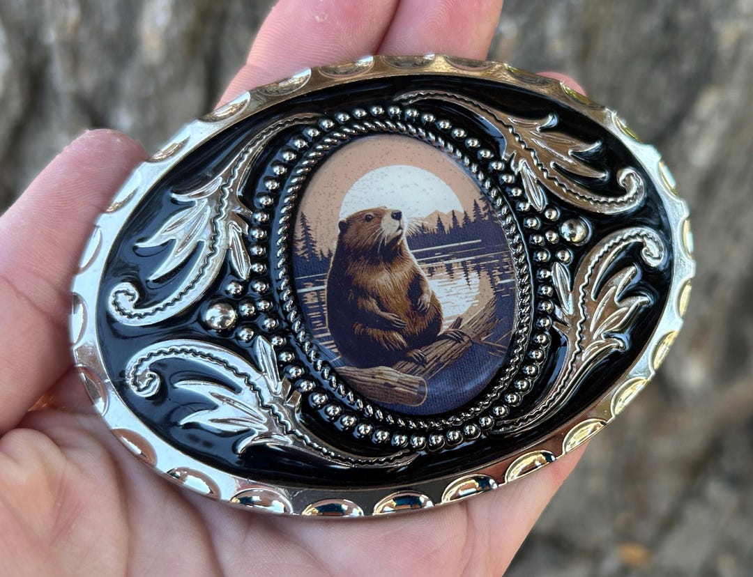 Beaver Belt Buckle Western Style Beautiful Silver Buckle Gifts for Him ...