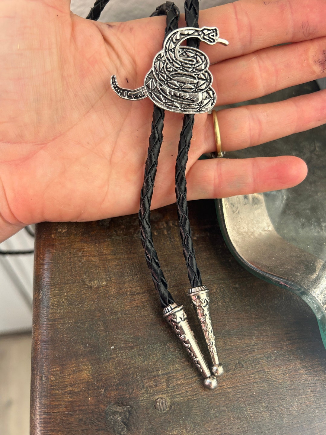 Snake Bolo Tie Don't Tread on Me Flag Gadsden Serpent Cobra Silver Mens ...