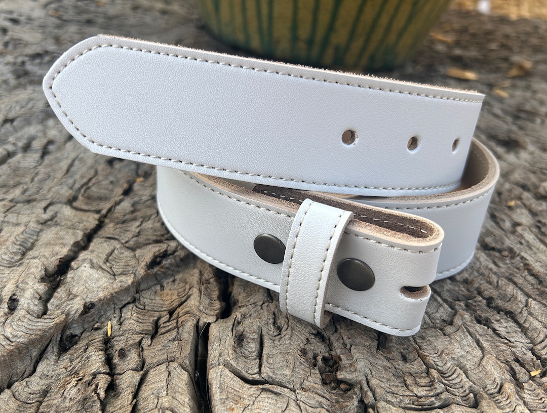 White Full Grain Leather Snap Belt Strap - 1.5'' Wide - Etsy
